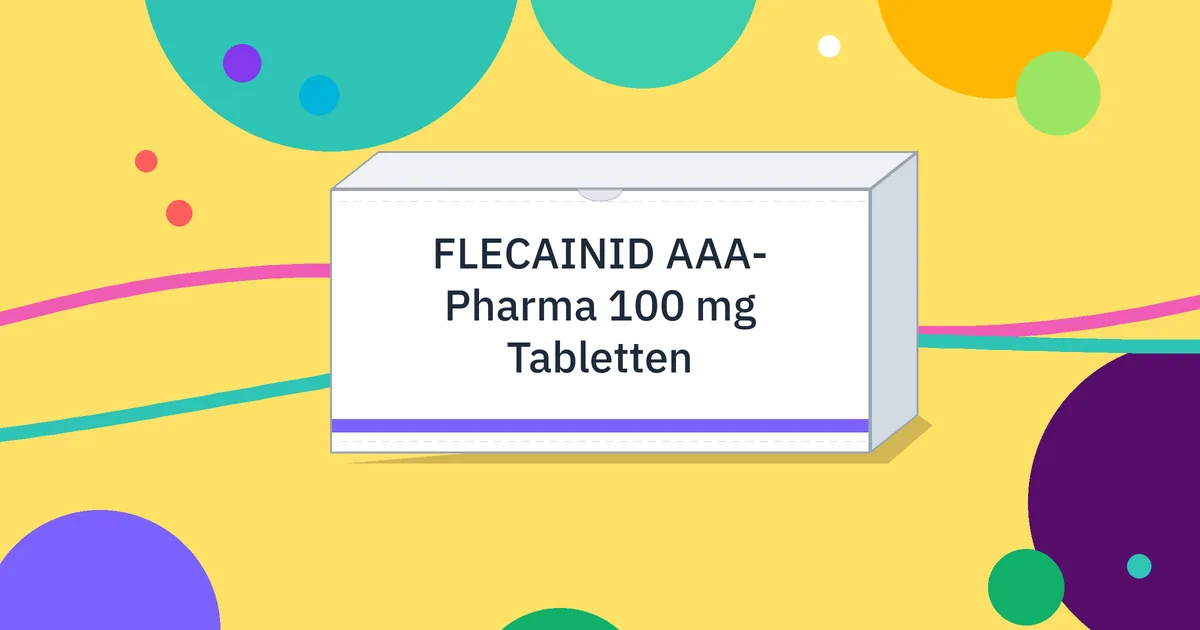 Symbolbild: Packung mit der Aufschrift FLECAINID AAA-Pharma 100 mg Tabletten (PZN 17244781) – Verfügbarkeit und Bezug in Apotheken in Frankfurt am Main