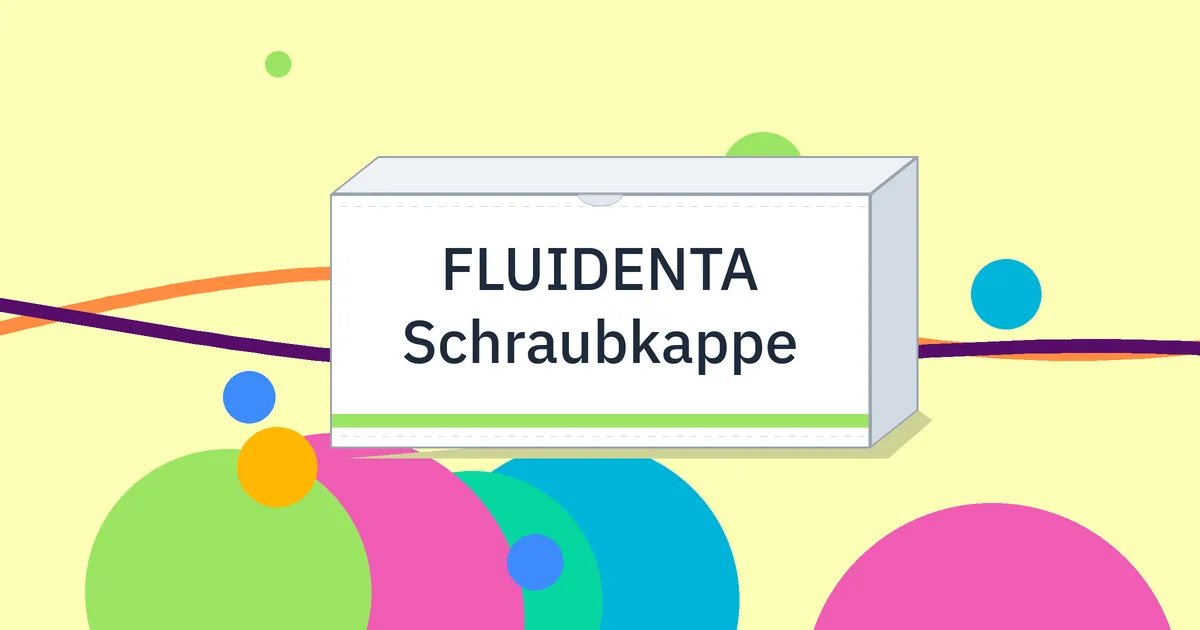 Symbolbild: Packung mit der Aufschrift FLUIDENTA Schraubkappe (PZN 03500683) – Verfügbarkeit und Bezug in Apotheken in Frankfurt am Main