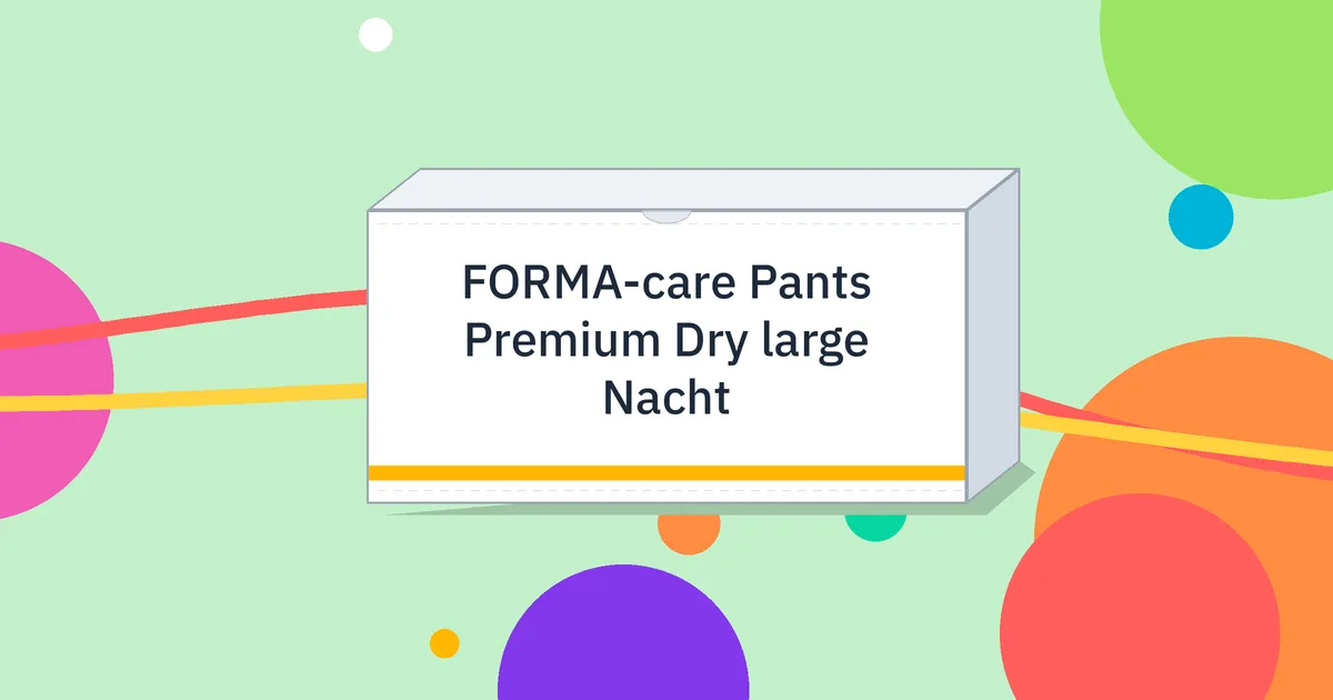 Symbolbild: Packung mit der Aufschrift FORMA-care Pants Premium Dry large Nacht (PZN 18355979) – Verfügbarkeit und Bezug in Apotheken in Frankfurt am Main
