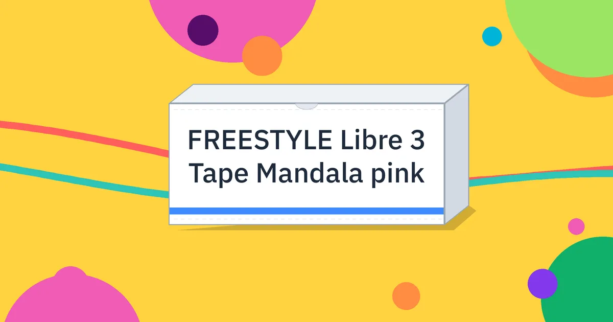 Symbolbild: Packung mit der Aufschrift FREESTYLE Libre 3 Tape Mandala pink (PZN 18178483) – Verfügbarkeit und Bezug in Apotheken in Frankfurt am Main