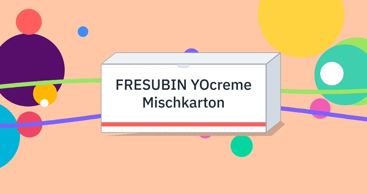 Symbolbild: Packung mit der Aufschrift FRESUBIN YOcreme Mischkarton (PZN 20056244) – Verfügbarkeit und Bezug in Apotheken in Frankfurt am Main