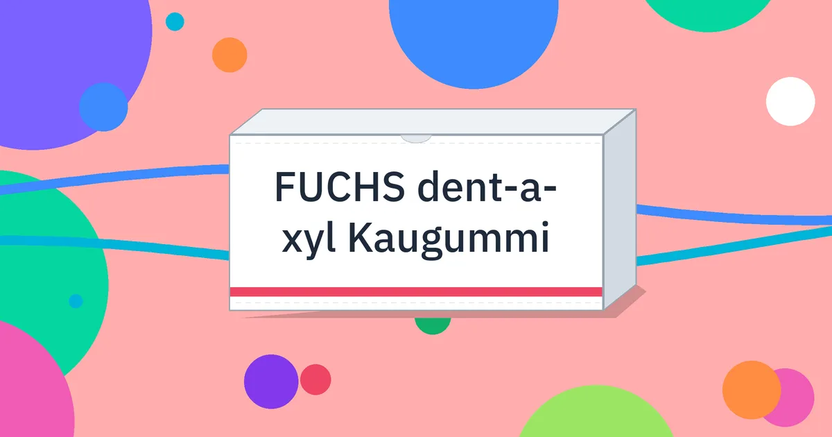 Symbolbild: Packung mit der Aufschrift FUCHS dent-a-xyl Kaugummi (PZN 09083720) – Verfügbarkeit und Bezug in Apotheken in Frankfurt am Main