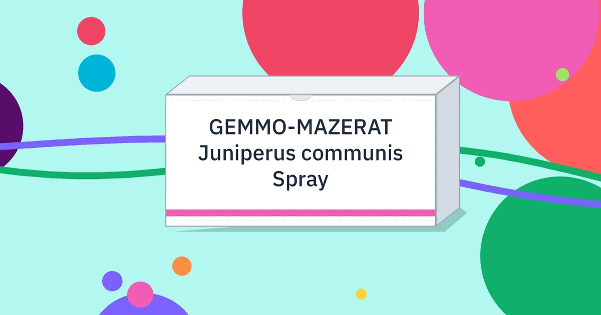 Symbolbild: Packung mit der Aufschrift GEMMO-MAZERAT Juniperus communis Spray (PZN 13306195) – Verfügbarkeit und Bezug in Apotheken in Frankfurt am Main
