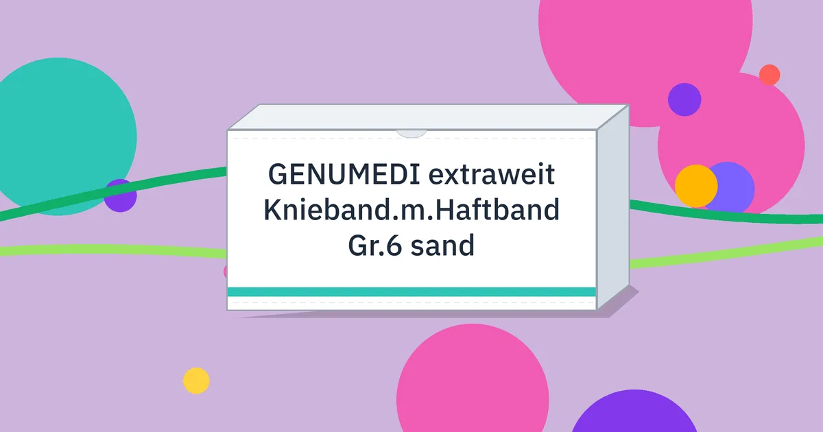 Symbolbild: Packung mit der Aufschrift GENUMEDI extraweit Knieband.m.Haftband Gr.6 sand (PZN 15315732) – Verfügbarkeit und Bezug in Apotheken in Frankfurt am Main