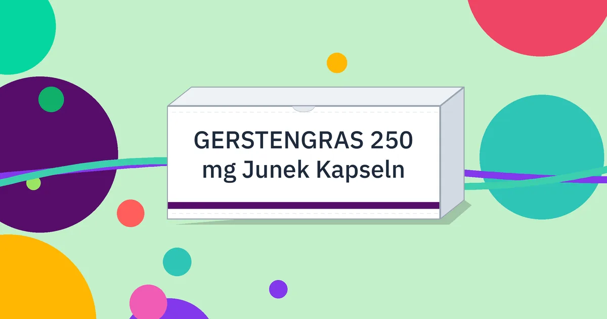 Symbolbild: Packung mit der Aufschrift GERSTENGRAS 250 mg Junek Kapseln (PZN 10051323) – Verfügbarkeit und Bezug in Apotheken in Frankfurt am Main