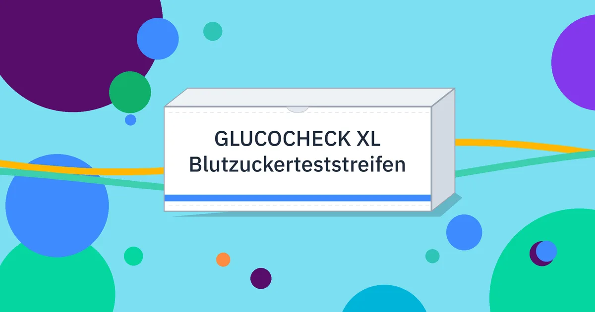 Symbolbild: Packung mit der Aufschrift GLUCOCHECK XL Blutzuckerteststreifen (PZN 09631400) – Verfügbarkeit und Bezug in Apotheken in Frankfurt am Main