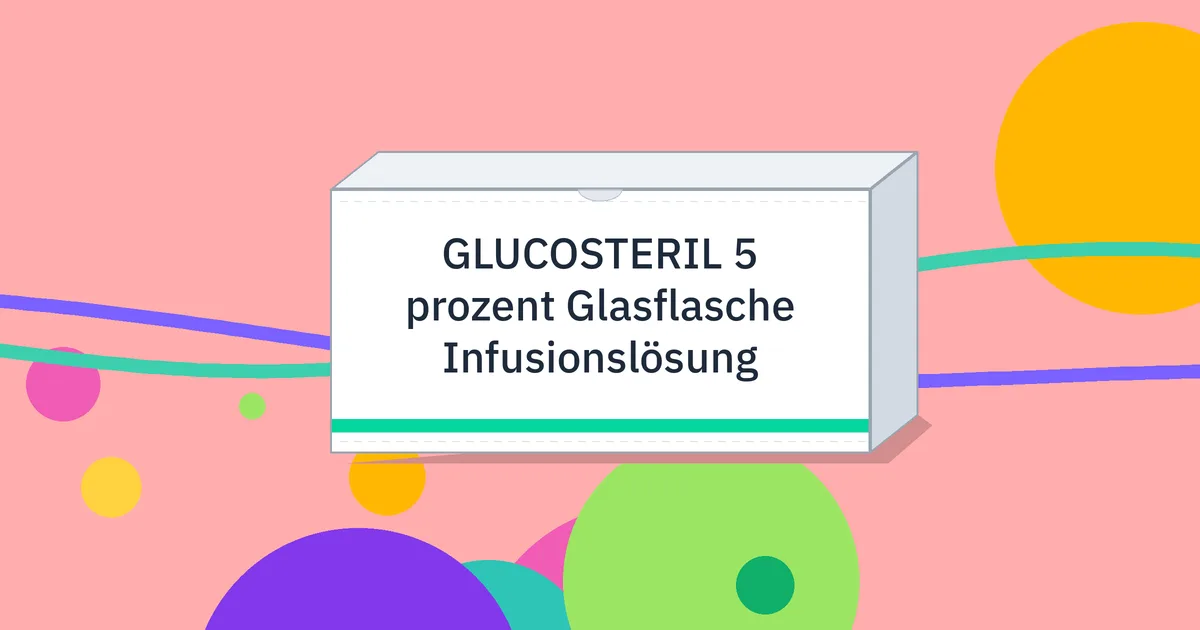 Symbolbild: Packung mit der Aufschrift GLUCOSTERIL 5 prozent Glasflasche Infusionslösung (PZN 16783240) – Verfügbarkeit und Bezug in Apotheken in Frankfurt am Main
