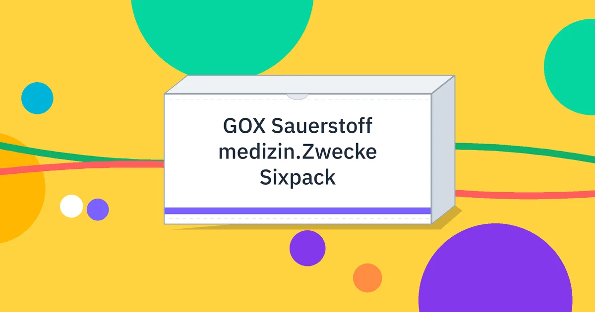Symbolbild: Packung mit der Aufschrift GOX Sauerstoff medizin.Zwecke Sixpack (PZN 00390662) – Verfügbarkeit und Bezug in Apotheken in Frankfurt am Main