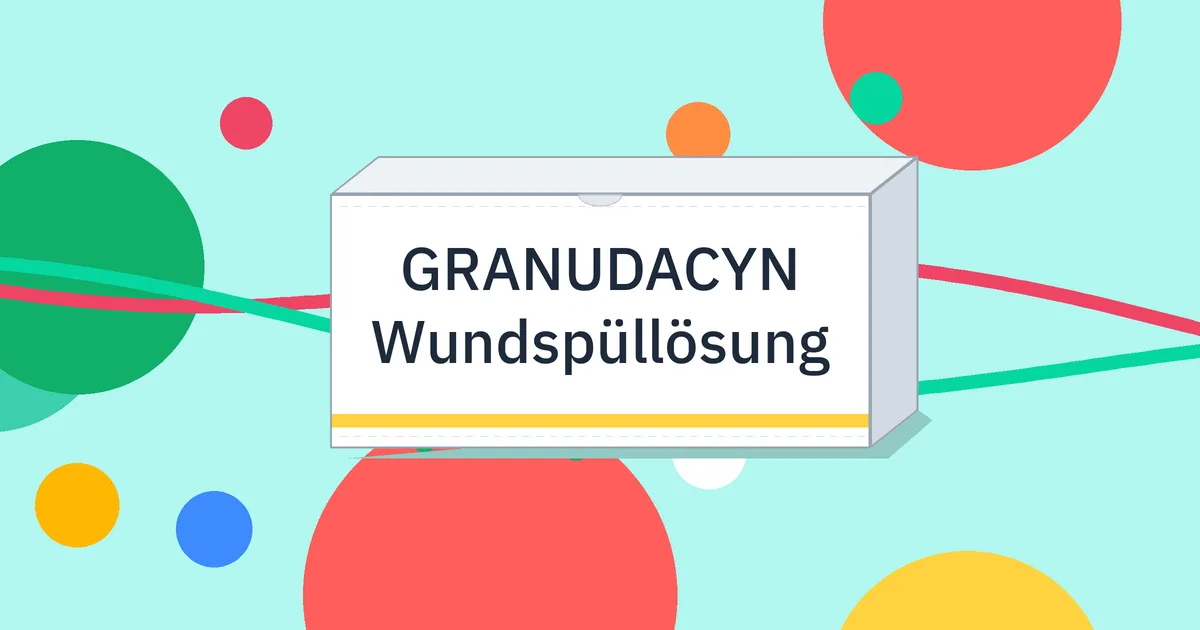 Symbolbild: Packung mit der Aufschrift GRANUDACYN Wundspüllösung (PZN 17902480) – Verfügbarkeit und Bezug in Apotheken in Frankfurt am Main
