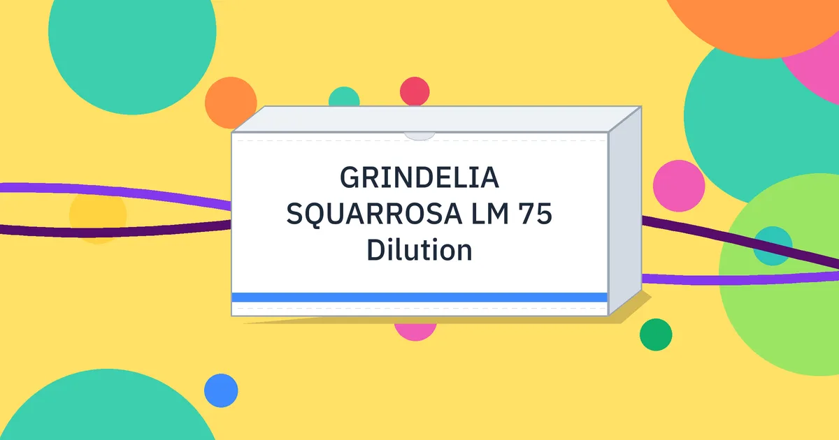 Symbolbild: Packung mit der Aufschrift GRINDELIA SQUARROSA LM 75 Dilution (PZN 13547734) – Verfügbarkeit und Bezug in Apotheken in Frankfurt am Main