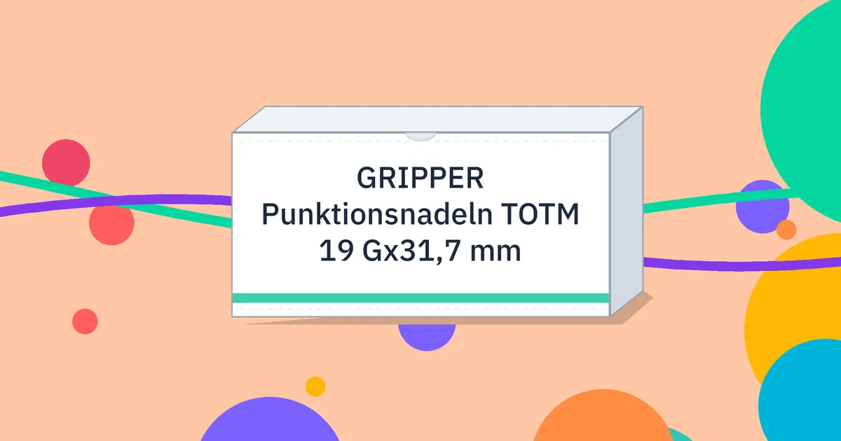 Symbolbild: Packung mit der Aufschrift GRIPPER Punktionsnadeln TOTM 19 Gx31,7 mm (PZN 02954614) – Verfügbarkeit und Bezug in Apotheken in Frankfurt am Main