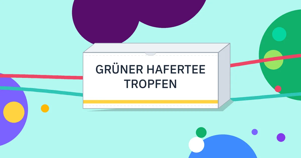 Symbolbild: Packung mit der Aufschrift GRÜNER HAFERTEE TROPFEN (PZN 14281971) – Verfügbarkeit und Bezug in Apotheken in Frankfurt am Main