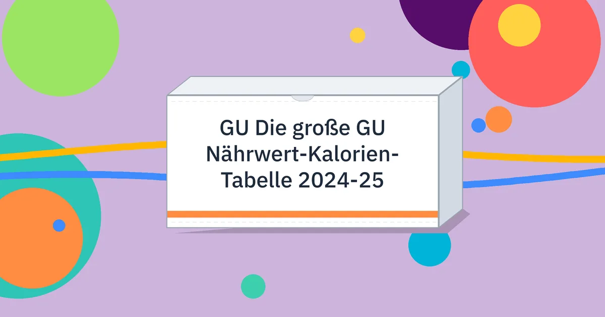 Symbolbild: Packung mit der Aufschrift GU Die große GU Nährwert-Kalorien-Tabelle 2024-25 (PZN 18805655) – Verfügbarkeit und Bezug in Apotheken in Frankfurt am Main