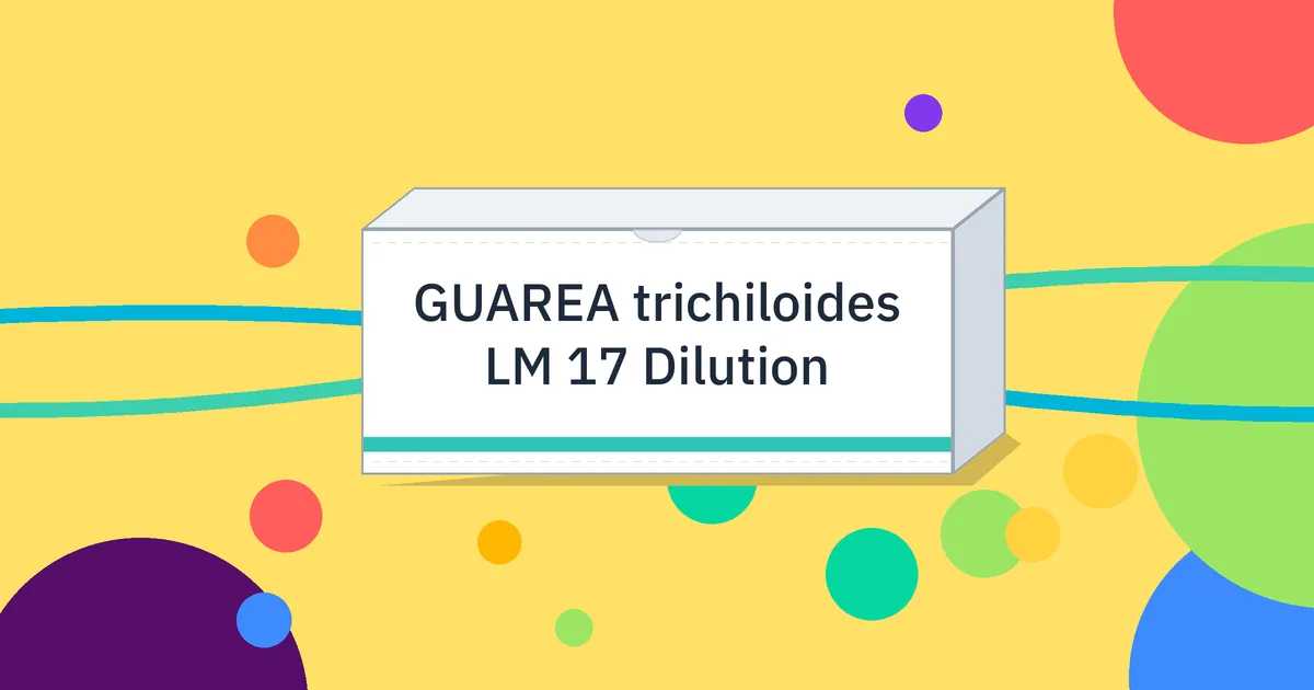 Symbolbild: Packung mit der Aufschrift GUAREA trichiloides LM 17 Dilution (PZN 13548461) – Verfügbarkeit und Bezug in Apotheken in Frankfurt am Main