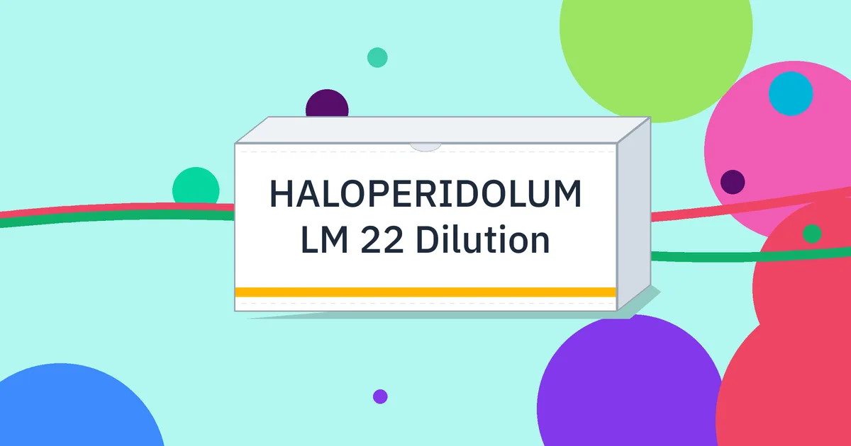 Symbolbild: Packung mit der Aufschrift HALOPERIDOLUM LM 22 Dilution (PZN 12883619) – Verfügbarkeit und Bezug in Apotheken in Frankfurt am Main