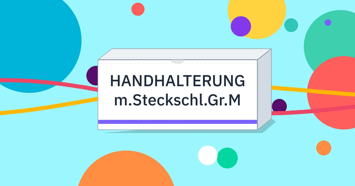 Symbolbild: Packung mit der Aufschrift HANDHALTERUNG m.Steckschl.Gr.M (PZN 11568264) – Verfügbarkeit und Bezug in Apotheken in Frankfurt am Main