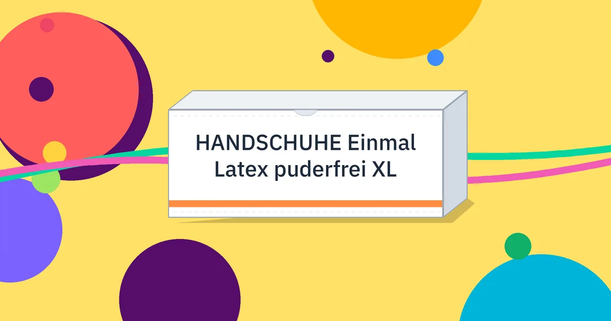 Symbolbild: Packung mit der Aufschrift HANDSCHUHE Einmal Latex puderfrei XL (PZN 02499469) – Verfügbarkeit und Bezug in Apotheken in Frankfurt am Main
