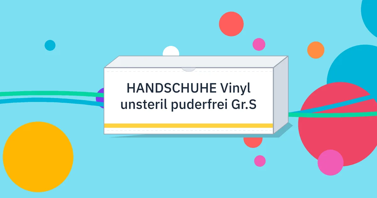 Symbolbild: Packung mit der Aufschrift HANDSCHUHE Vinyl unsteril puderfrei Gr.S (PZN 16815833) – Verfügbarkeit und Bezug in Apotheken in Frankfurt am Main