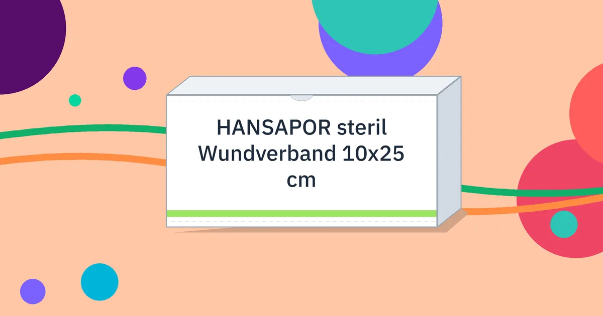 Symbolbild: Packung mit der Aufschrift HANSAPOR steril Wundverband 10x25 cm (PZN 09488658) – Verfügbarkeit und Bezug in Apotheken in Frankfurt am Main