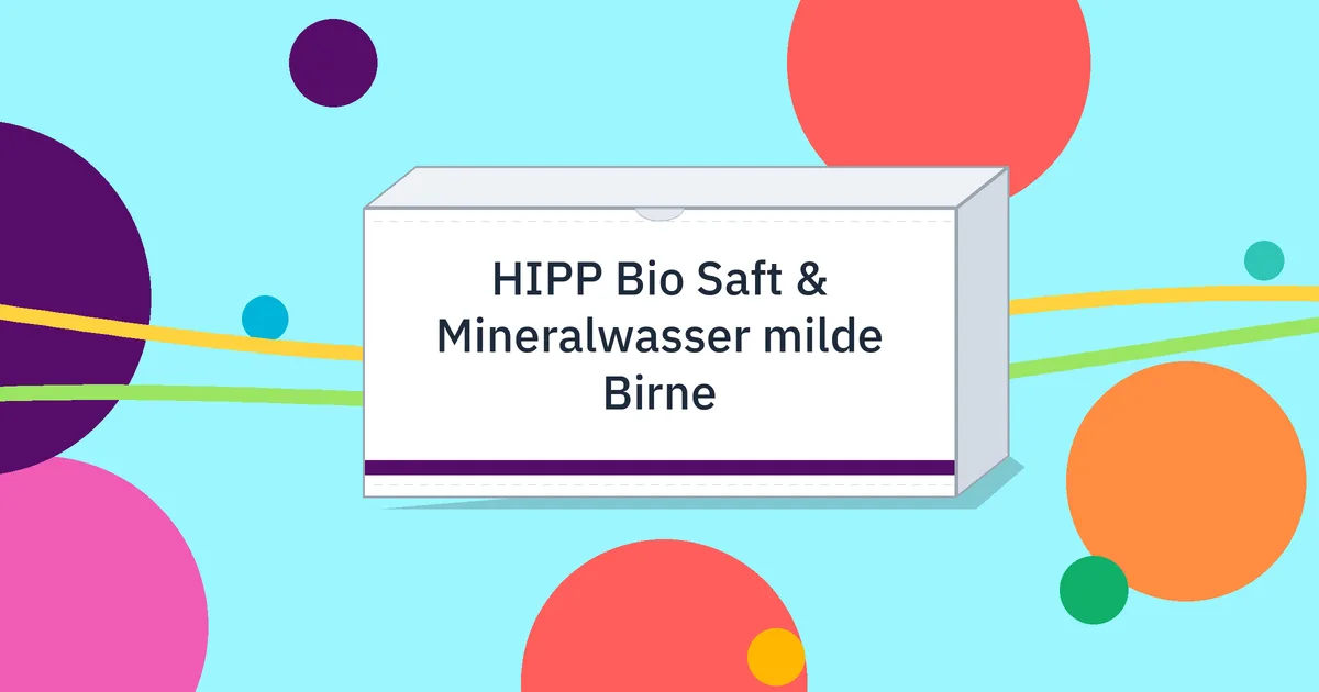 Symbolbild: Packung mit der Aufschrift HIPP Bio Saft & Mineralwasser milde Birne (PZN 16791601) – Verfügbarkeit und Bezug in Apotheken in Frankfurt am Main