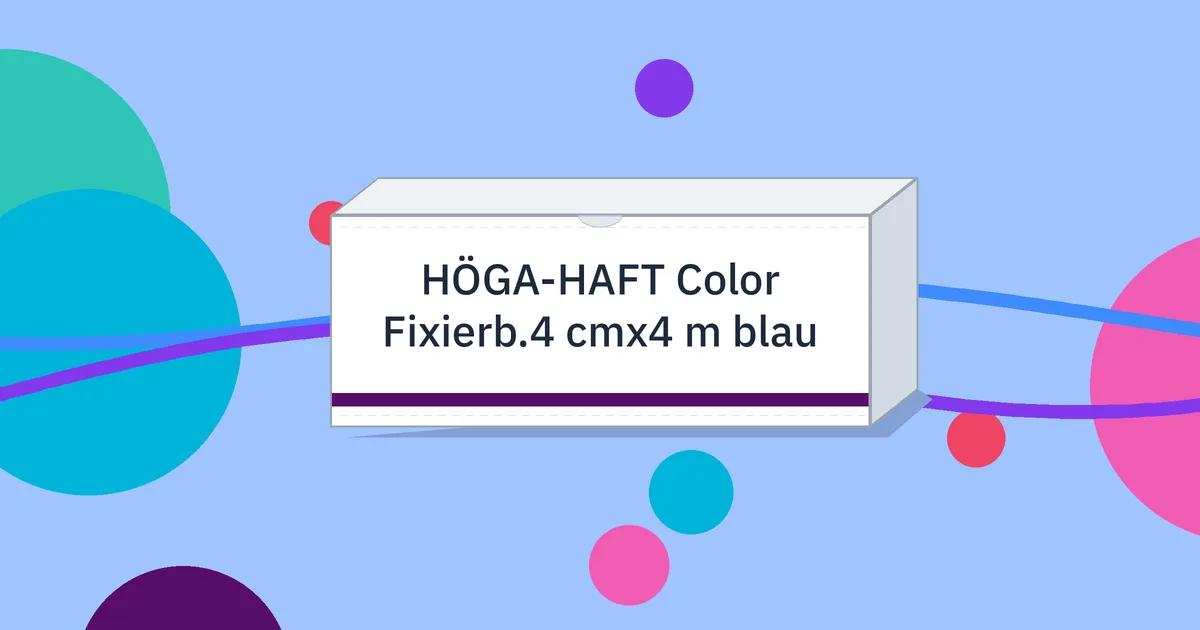 Symbolbild: Packung mit der Aufschrift HÖGA-HAFT Color Fixierb.4 cmx4 m blau (PZN 10933023) – Verfügbarkeit und Bezug in Apotheken in Frankfurt am Main