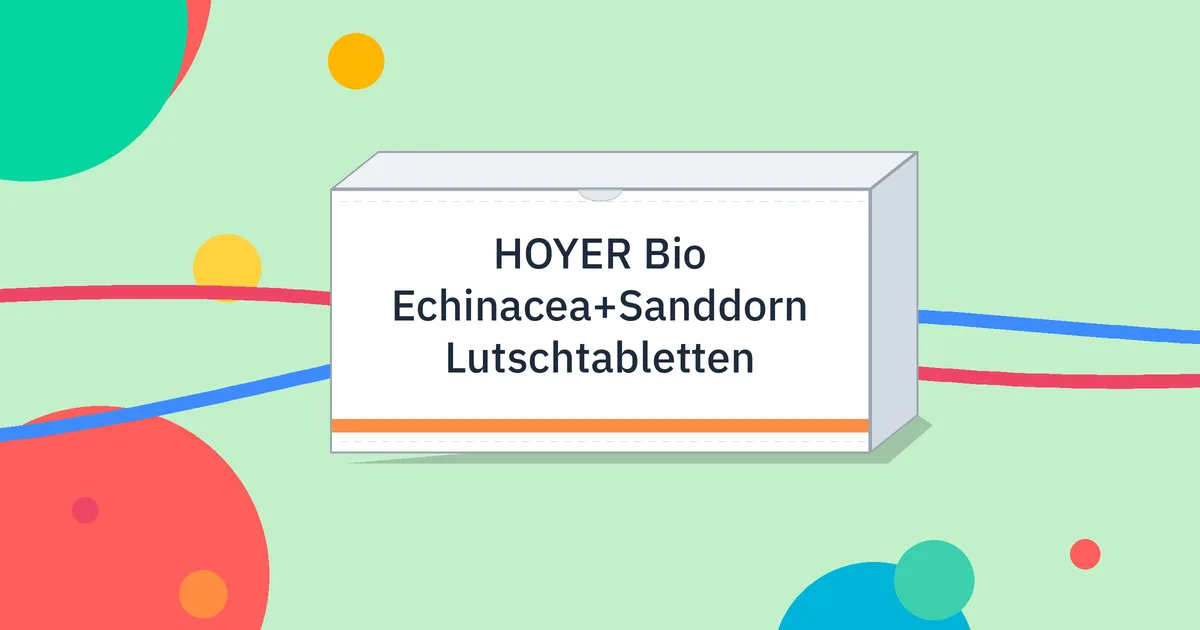 Symbolbild: Packung mit der Aufschrift HOYER Bio Echinacea+Sanddorn Lutschtabletten (PZN 04704465) – Verfügbarkeit und Bezug in Apotheken in Frankfurt am Main