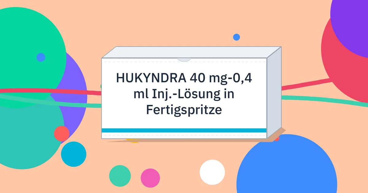 Symbolbild: Packung mit der Aufschrift HUKYNDRA 40 mg-0,4 ml Inj.-Lösung in Fertigspritze (PZN 17554613) – Verfügbarkeit und Bezug in Apotheken in Frankfurt am Main