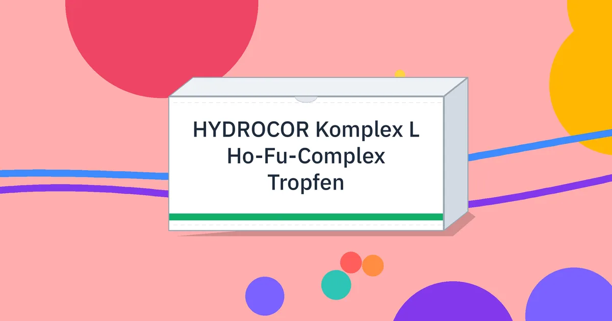 Symbolbild: Packung mit der Aufschrift HYDROCOR Komplex L Ho-Fu-Complex Tropfen (PZN 01742318) – Verfügbarkeit und Bezug in Apotheken in Frankfurt am Main