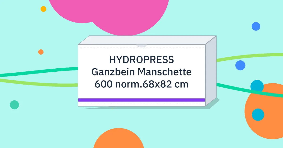 Symbolbild: Packung mit der Aufschrift HYDROPRESS Ganzbein Manschette 600 norm.68x82 cm (PZN 08610695) – Verfügbarkeit und Bezug in Apotheken in Frankfurt am Main