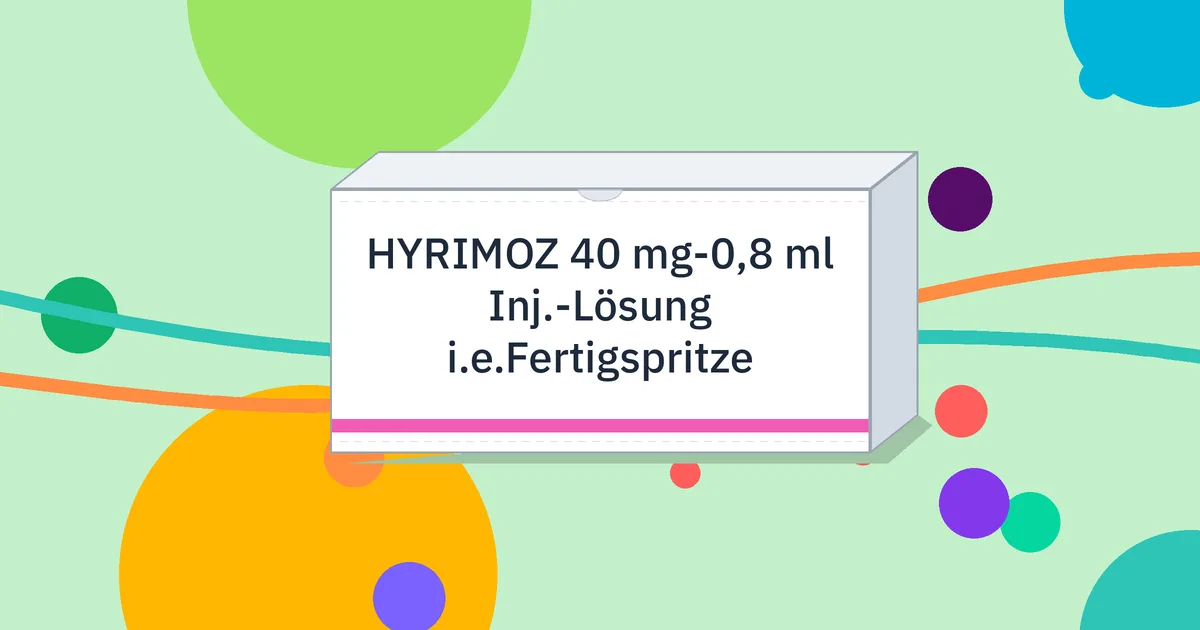 Symbolbild: Packung mit der Aufschrift HYRIMOZ 40 mg-0,8 ml Inj.-Lösung i.e.Fertigspritze (PZN 17921307) – Verfügbarkeit und Bezug in Apotheken in Frankfurt am Main