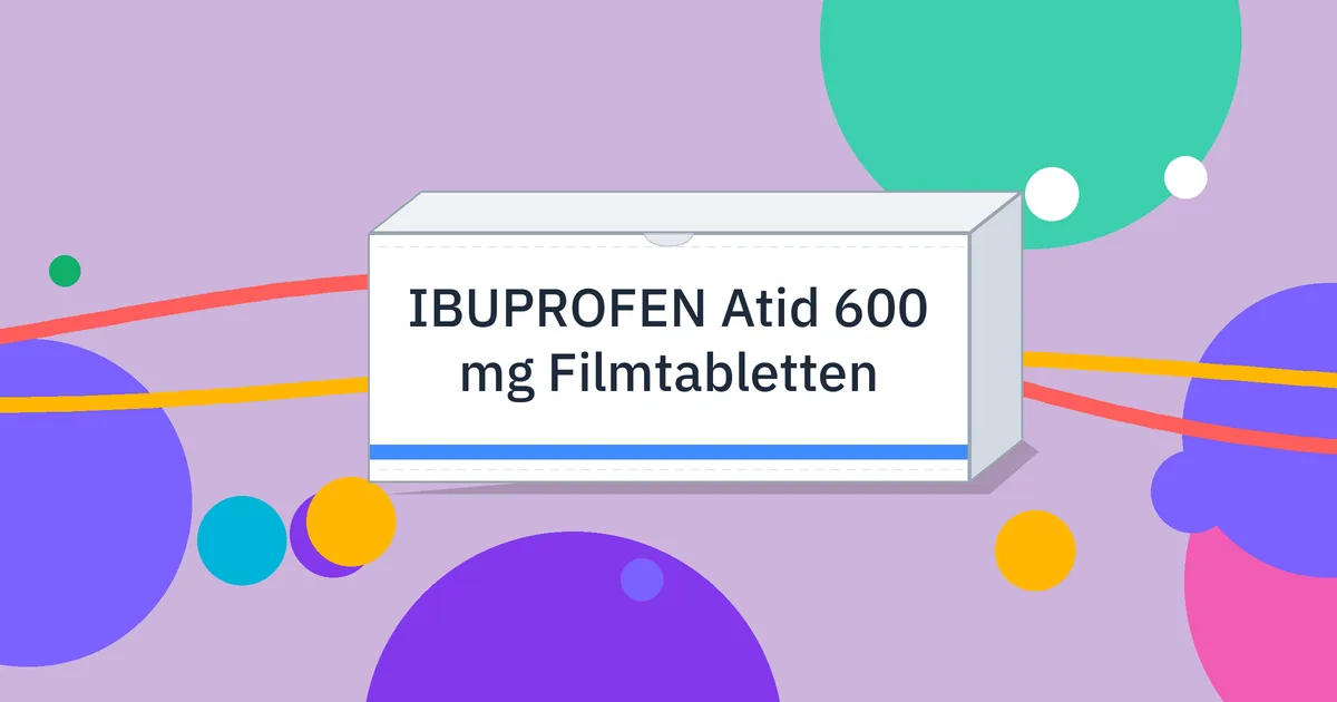 Symbolbild: Packung mit der Aufschrift IBUPROFEN Atid 600 mg Filmtabletten (PZN 07296587) – Verfügbarkeit und Bezug in Apotheken in Frankfurt am Main