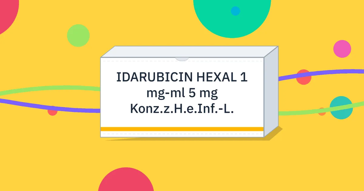 Symbolbild: Packung mit der Aufschrift IDARUBICIN HEXAL 1 mg-ml 5 mg Konz.z.H.e.Inf.-L. (PZN 08828187) – Verfügbarkeit und Bezug in Apotheken in Frankfurt am Main