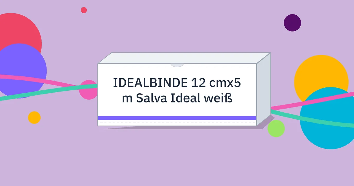 Symbolbild: Packung mit der Aufschrift IDEALBINDE 12 cmx5 m Salva Ideal weiß (PZN 17152286) – Verfügbarkeit und Bezug in Apotheken in Frankfurt am Main