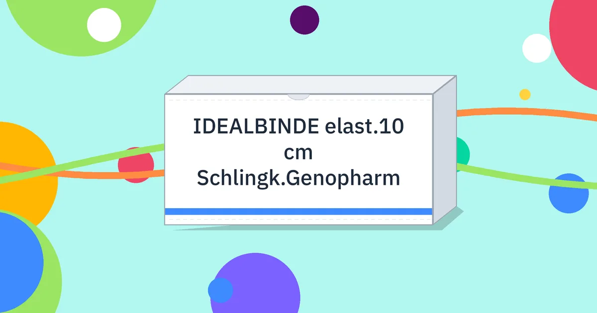 Symbolbild: Packung mit der Aufschrift IDEALBINDE elast.10 cm Schlingk.Genopharm (PZN 02061744) – Verfügbarkeit und Bezug in Apotheken in Frankfurt am Main