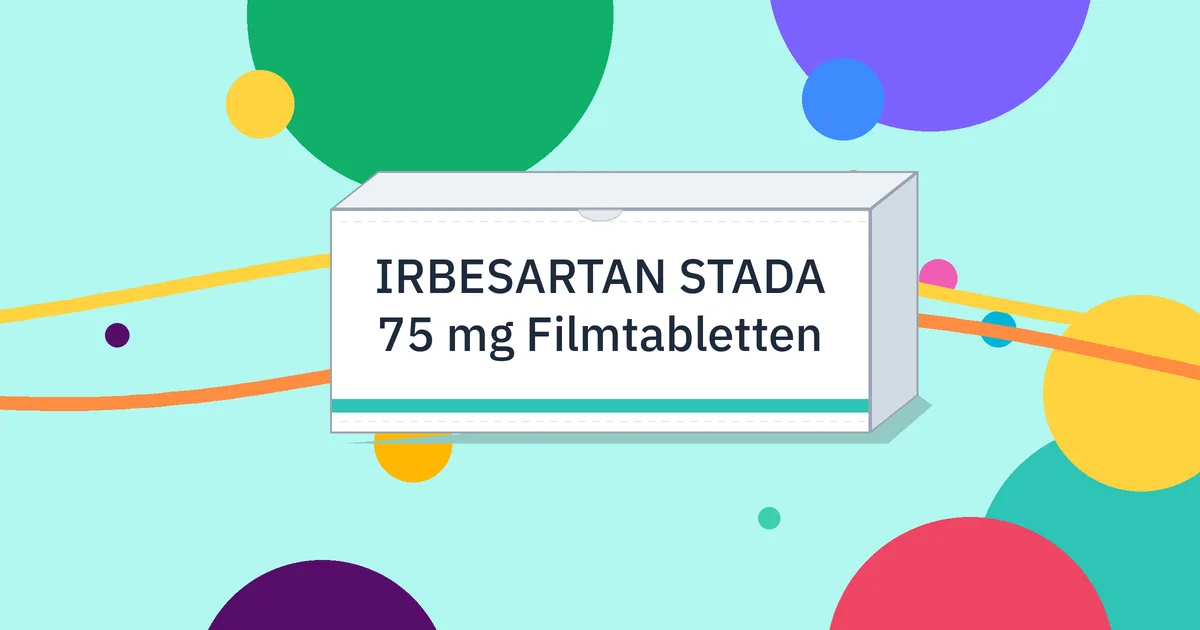 Symbolbild: Packung mit der Aufschrift IRBESARTAN STADA 75 mg Filmtabletten (PZN 09636952) – Verfügbarkeit und Bezug in Apotheken in Frankfurt am Main