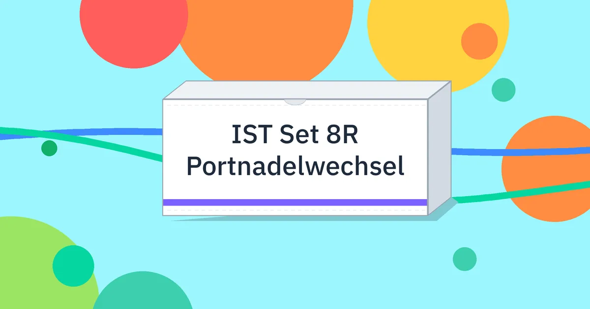 Symbolbild: Packung mit der Aufschrift IST Set 8R Portnadelwechsel (PZN 13868332) – Verfügbarkeit und Bezug in Apotheken in Frankfurt am Main