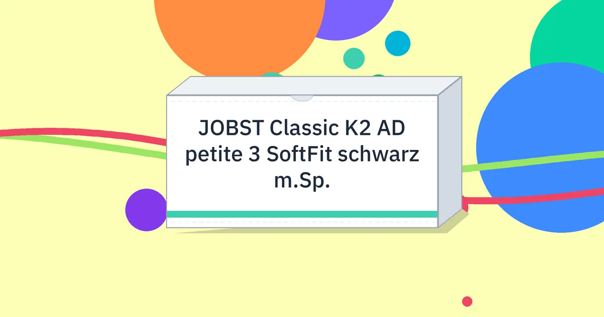 Symbolbild: Packung mit der Aufschrift JOBST Classic K2 AD petite 3 SoftFit schwarz m.Sp. (PZN 14222879) – Verfügbarkeit und Bezug in Apotheken in Frankfurt am Main