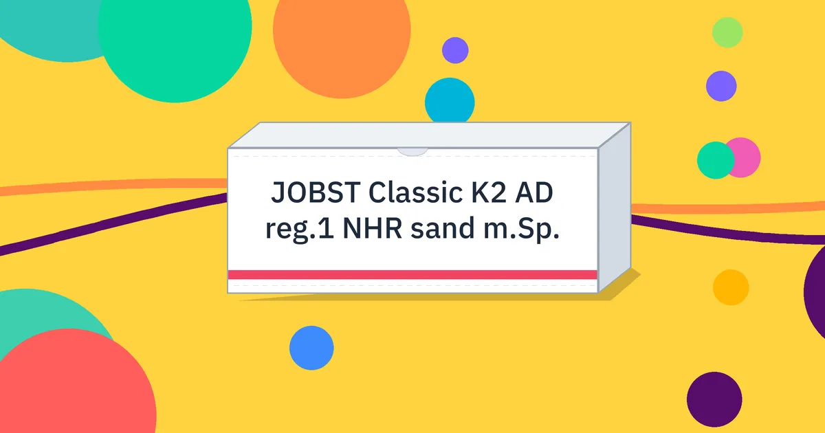 Symbolbild: Packung mit der Aufschrift JOBST Classic K2 AD reg.1 NHR sand m.Sp. (PZN 13061865) – Verfügbarkeit und Bezug in Apotheken in Frankfurt am Main