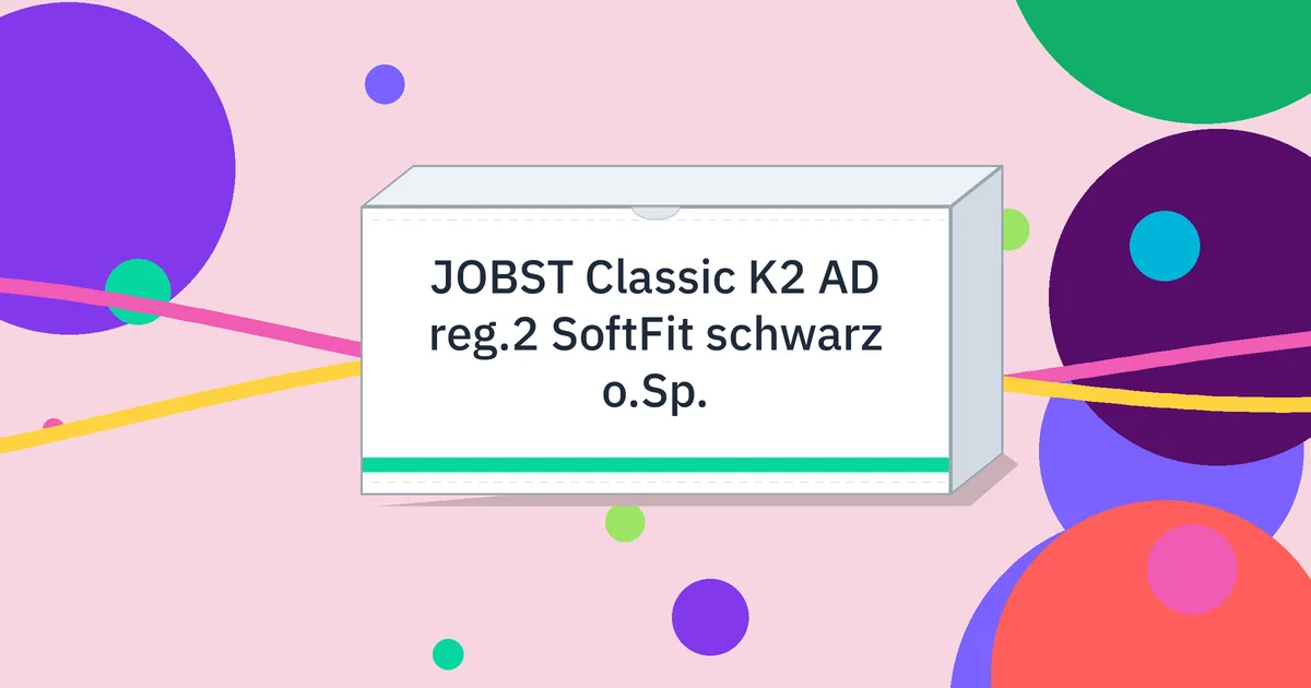 Symbolbild: Packung mit der Aufschrift JOBST Classic K2 AD reg.2 SoftFit schwarz o.Sp. (PZN 14221779) – Verfügbarkeit und Bezug in Apotheken in Frankfurt am Main