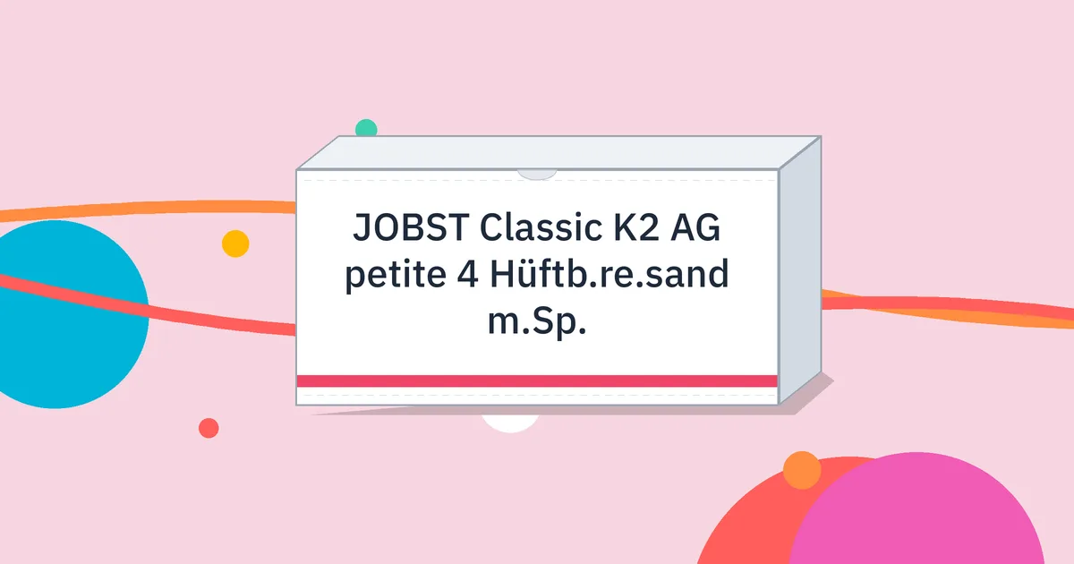 Symbolbild: Packung mit der Aufschrift JOBST Classic K2 AG petite 4 Hüftb.re.sand m.Sp. (PZN 13065449) – Verfügbarkeit und Bezug in Apotheken in Frankfurt am Main