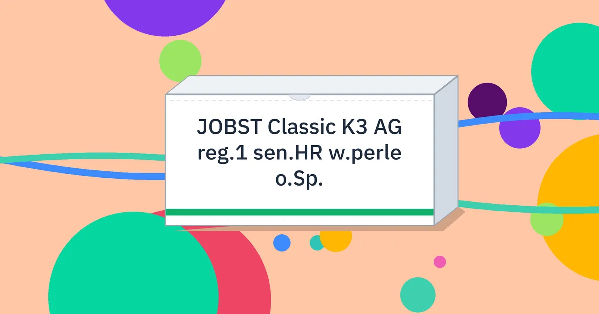 Symbolbild: Packung mit der Aufschrift JOBST Classic K3 AG reg.1 sen.HR w.perle o.Sp. (PZN 17957446) – Verfügbarkeit und Bezug in Apotheken in Frankfurt am Main