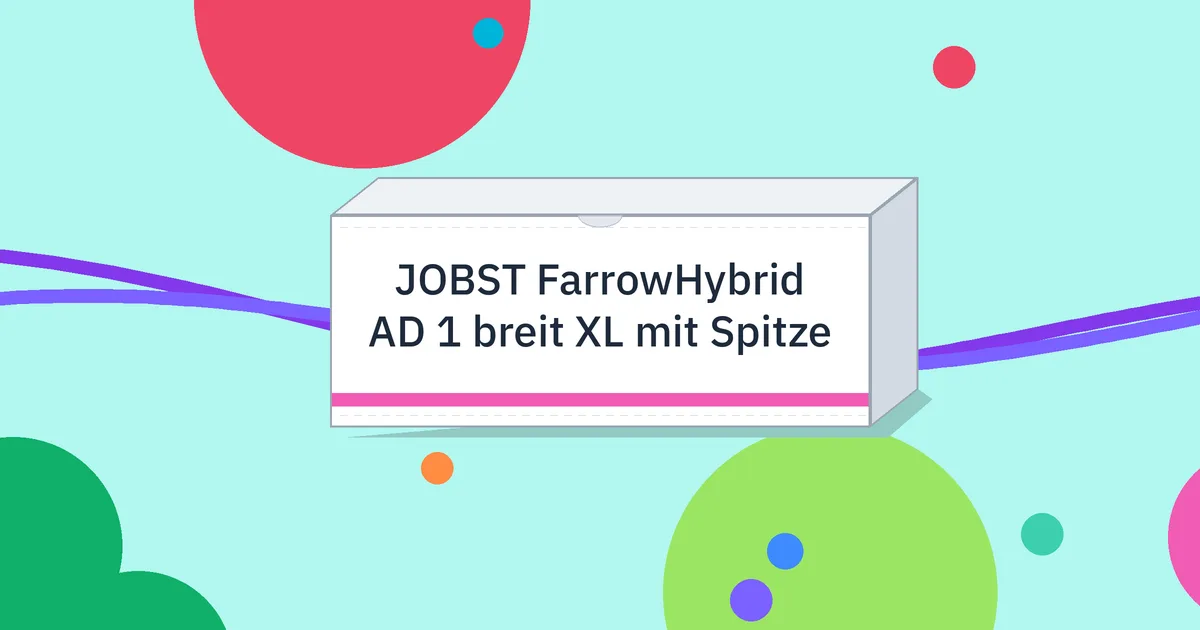 Symbolbild: Packung mit der Aufschrift JOBST FarrowHybrid AD 1 breit XL mit Spitze (PZN 13869343) – Verfügbarkeit und Bezug in Apotheken in Frankfurt am Main