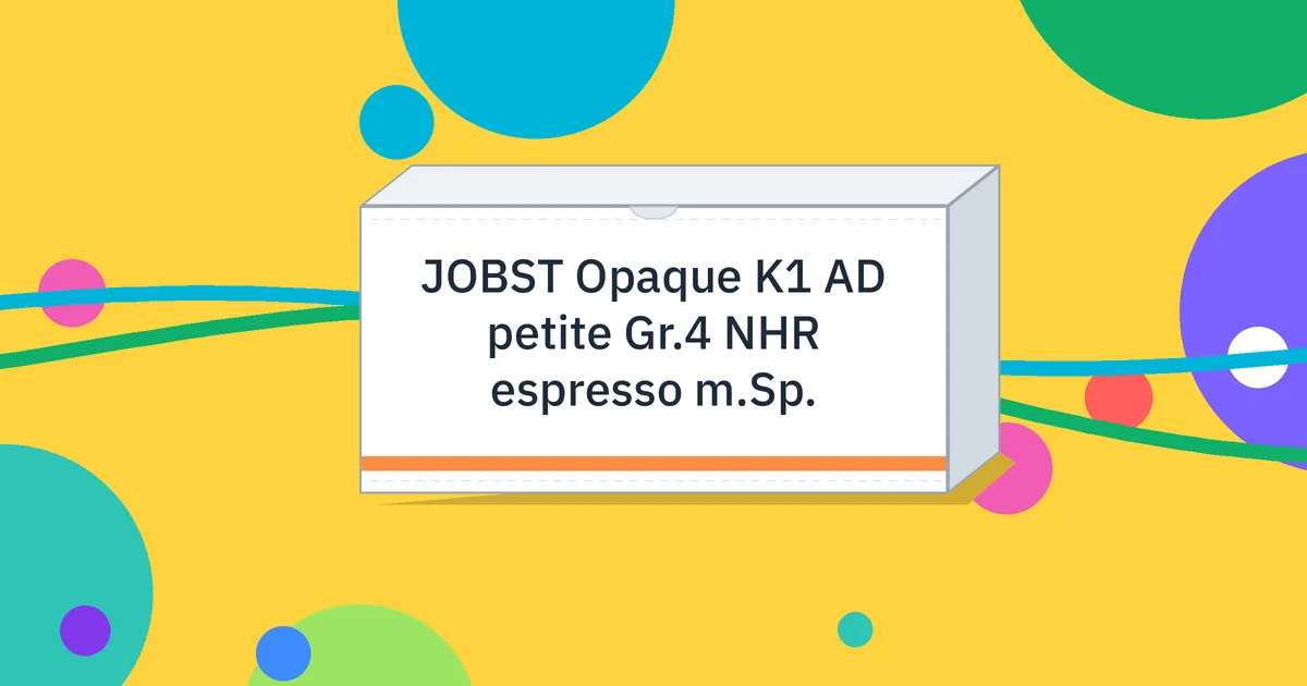 Symbolbild: Packung mit der Aufschrift JOBST Opaque K1 AD petite Gr.4 NHR espresso m.Sp. (PZN 16264497) – Verfügbarkeit und Bezug in Apotheken in Frankfurt am Main