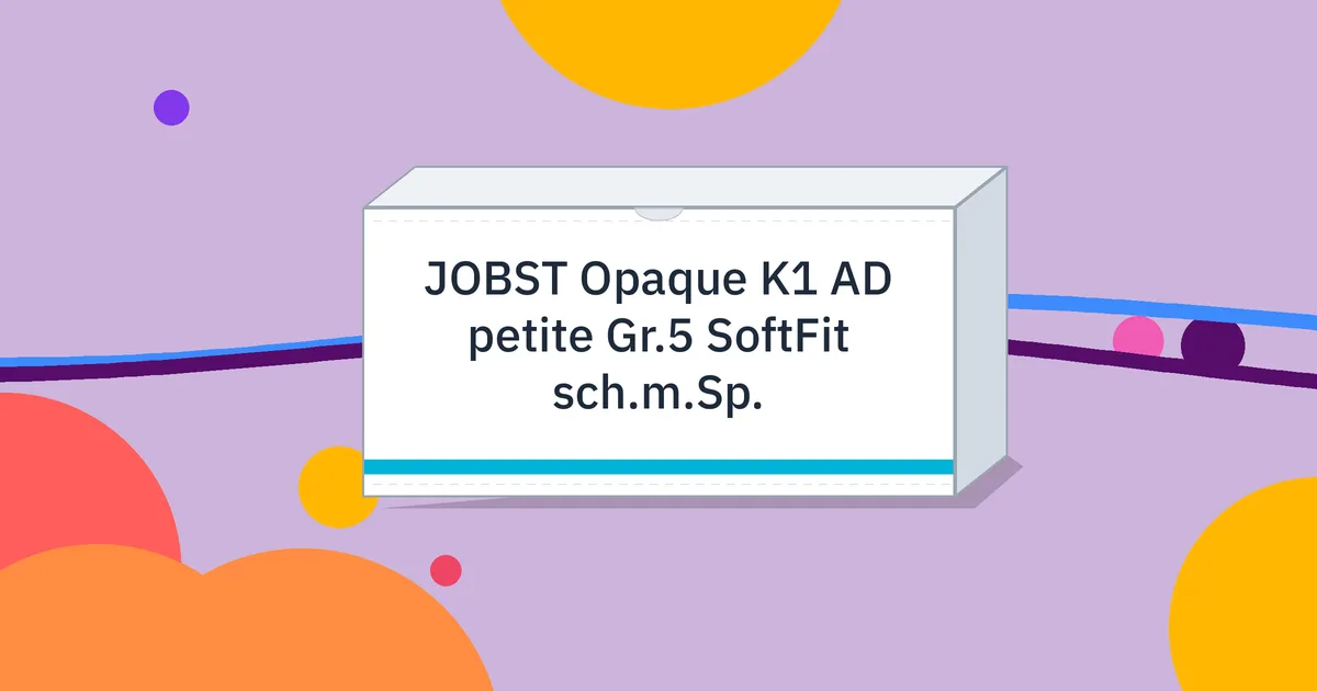 Symbolbild: Packung mit der Aufschrift JOBST Opaque K1 AD petite Gr.5 SoftFit sch.m.Sp. (PZN 13079670) – Verfügbarkeit und Bezug in Apotheken in Frankfurt am Main