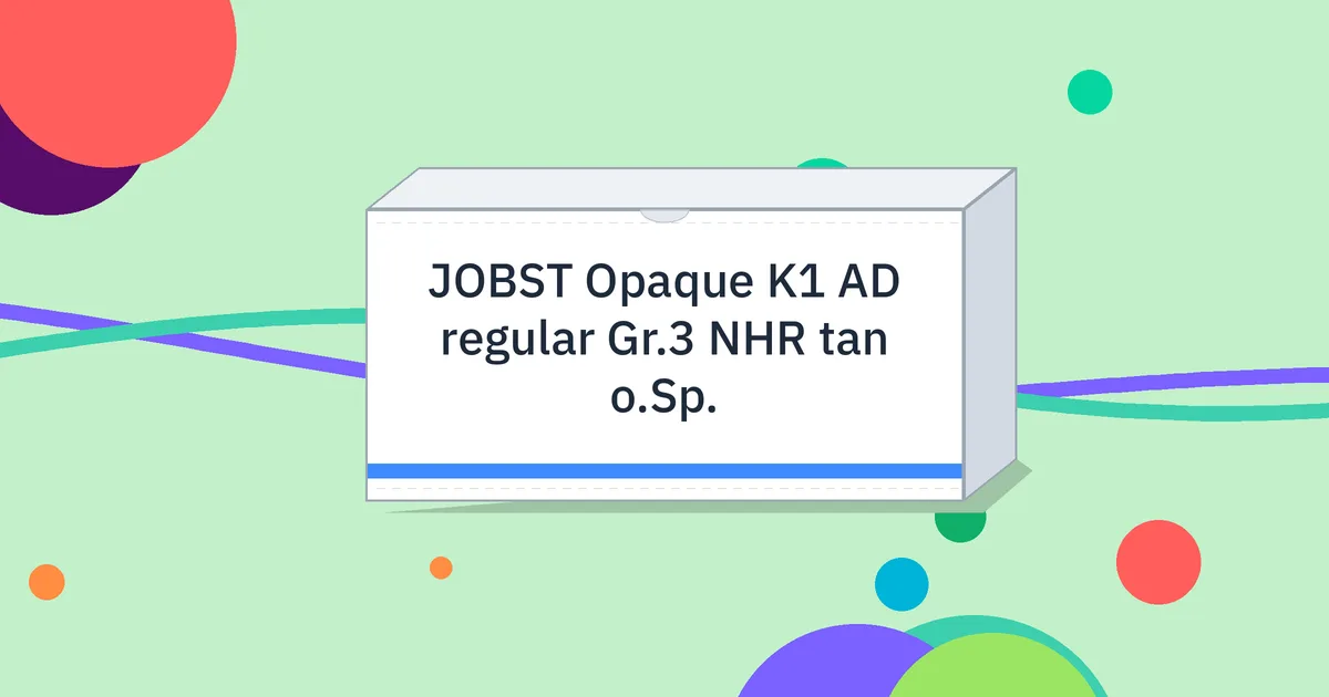 Symbolbild: Packung mit der Aufschrift JOBST Opaque K1 AD regular Gr.3 NHR tan o.Sp. (PZN 16262943) – Verfügbarkeit und Bezug in Apotheken in Frankfurt am Main