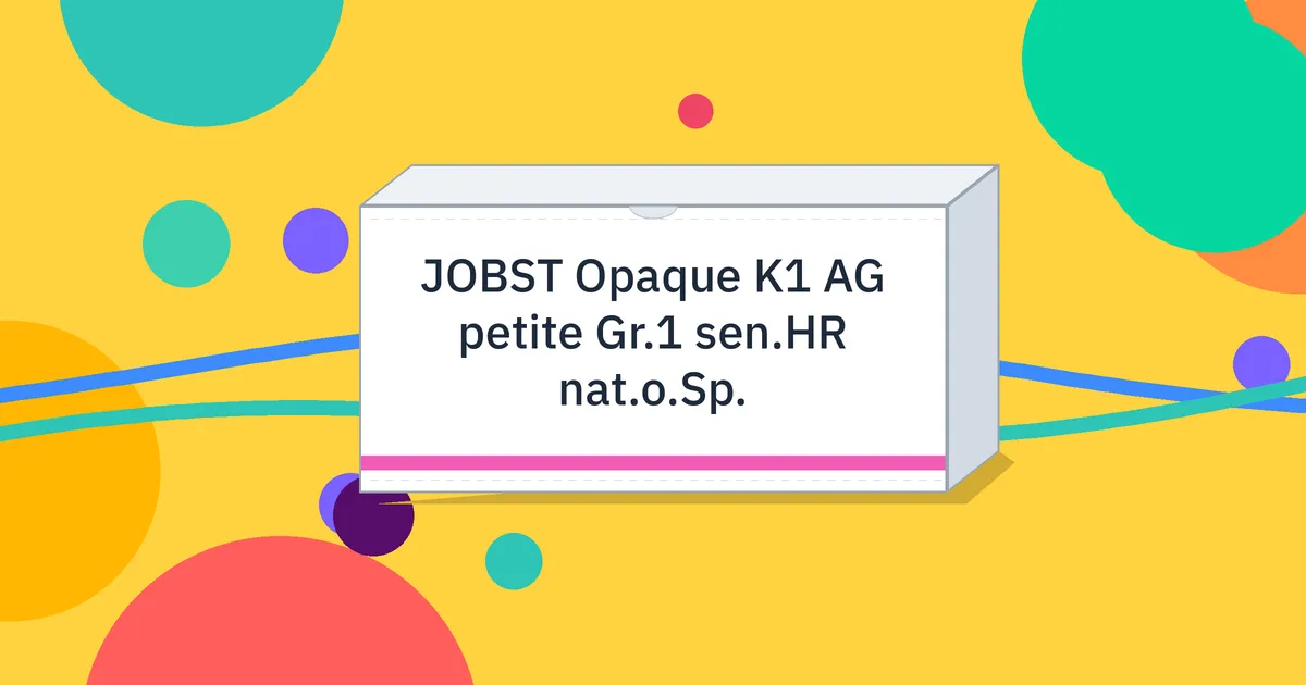 Symbolbild: Packung mit der Aufschrift JOBST Opaque K1 AG petite Gr.1 sen.HR nat.o.Sp. (PZN 13088982) – Verfügbarkeit und Bezug in Apotheken in Frankfurt am Main