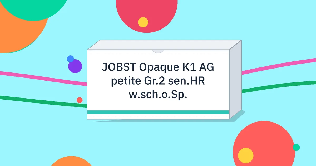 Symbolbild: Packung mit der Aufschrift JOBST Opaque K1 AG petite Gr.2 sen.HR w.sch.o.Sp. (PZN 13089421) – Verfügbarkeit und Bezug in Apotheken in Frankfurt am Main