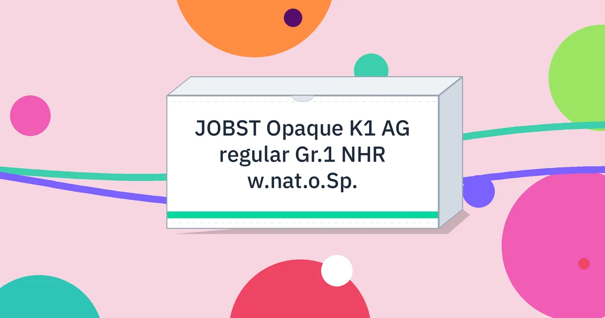 Symbolbild: Packung mit der Aufschrift JOBST Opaque K1 AG regular Gr.1 NHR w.nat.o.Sp. (PZN 13095634) – Verfügbarkeit und Bezug in Apotheken in Frankfurt am Main