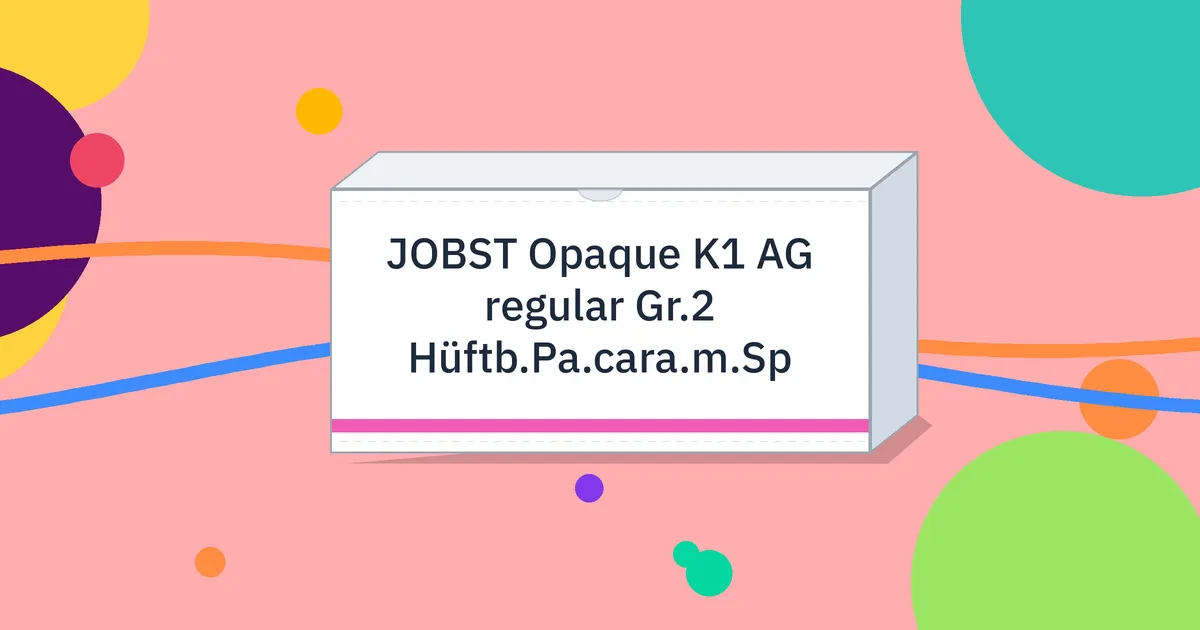 Symbolbild: Packung mit der Aufschrift JOBST Opaque K1 AG regular Gr.2 Hüftb.Pa.cara.m.Sp (PZN 13100393) – Verfügbarkeit und Bezug in Apotheken in Frankfurt am Main