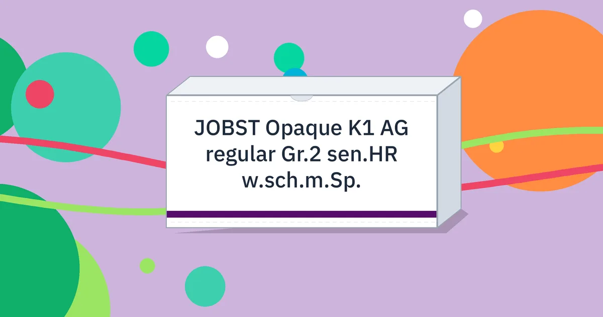Symbolbild: Packung mit der Aufschrift JOBST Opaque K1 AG regular Gr.2 sen.HR w.sch.m.Sp. (PZN 13093322) – Verfügbarkeit und Bezug in Apotheken in Frankfurt am Main